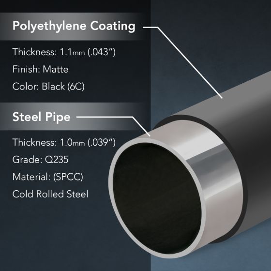 Black 8 ft ESD Steel Pipe | Durable & Static-Safe – Flexpipe