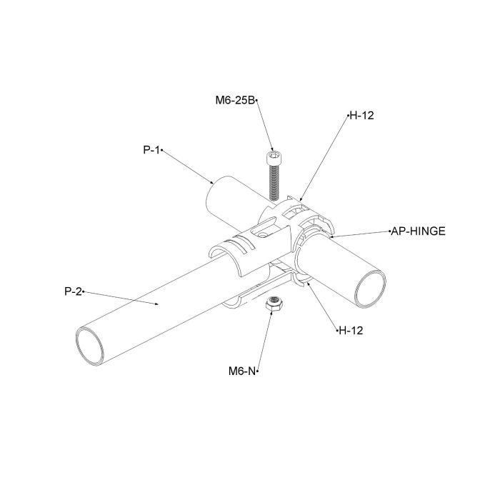 Tee Hinge Joint Set | ESD-Safe Steel Connector for Pipe Structures