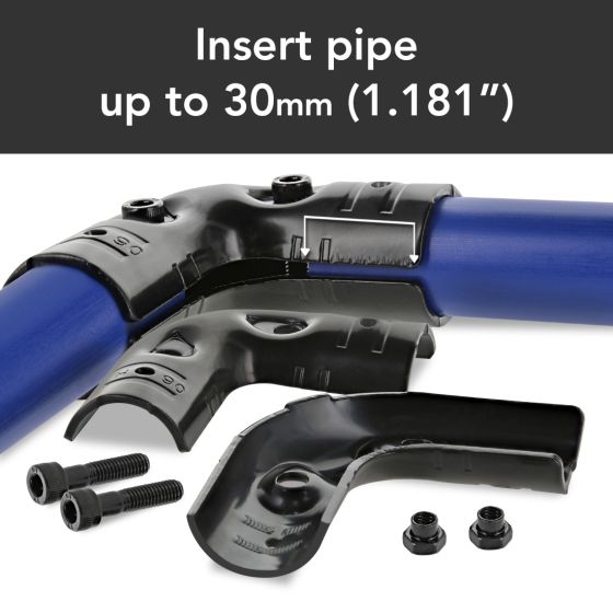 Black Round Joint Set, Steel Connector for 28 mm Pipes - Flexpipe